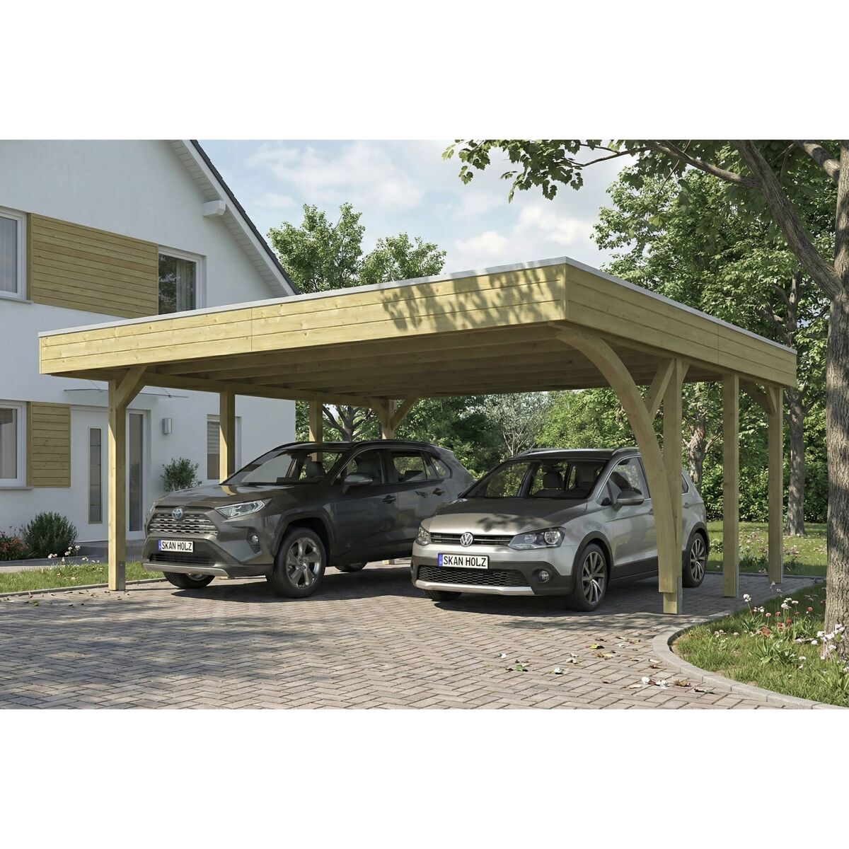 SKAN HOLZ Einzelcarport 'Friesland' Set G grün imprägniert 546 x 555 cm ...