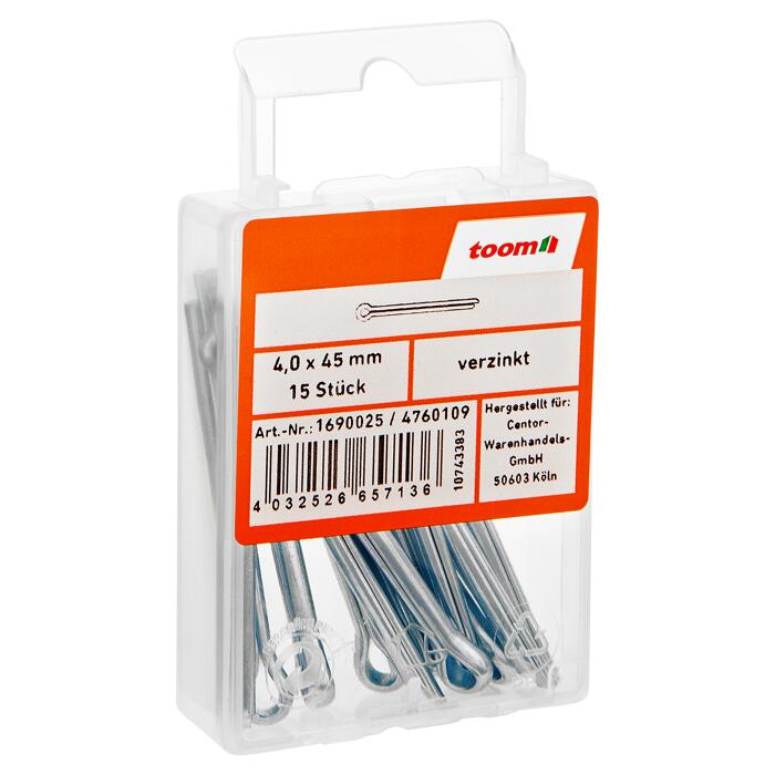 Splinte verzinkt 4 x 45 mm, 15 Stück