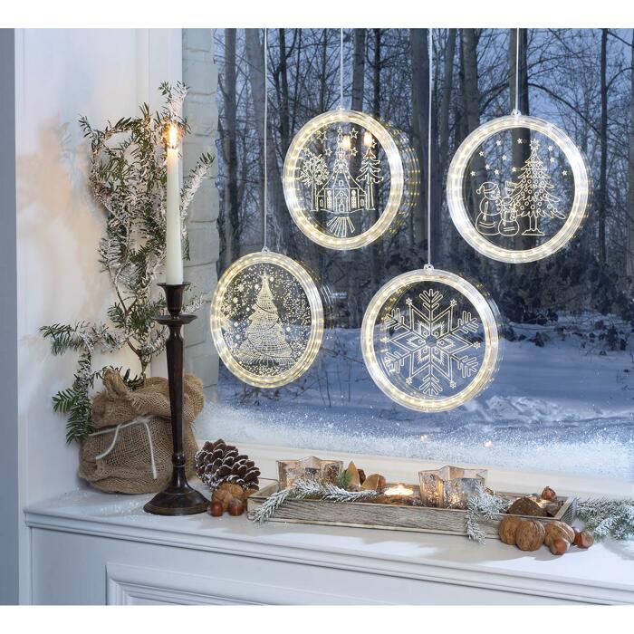 LED-Fensterbild Haus 36 LEDs warmweiß Ø 21 cm