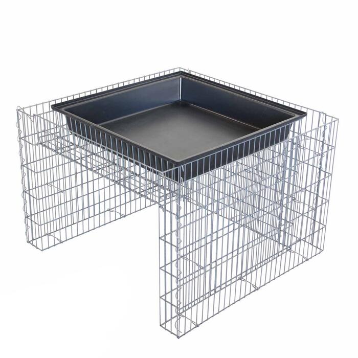 Mähroboter-Garage silbern/schwarz 75 x 53 x 75 cm, bepflanzbar