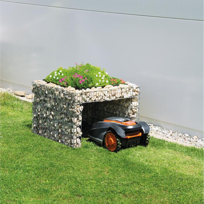 Bellissa Mähroboter-Garage silbern/schwarz 75 x 53 x 75 cm, bepflanzbar