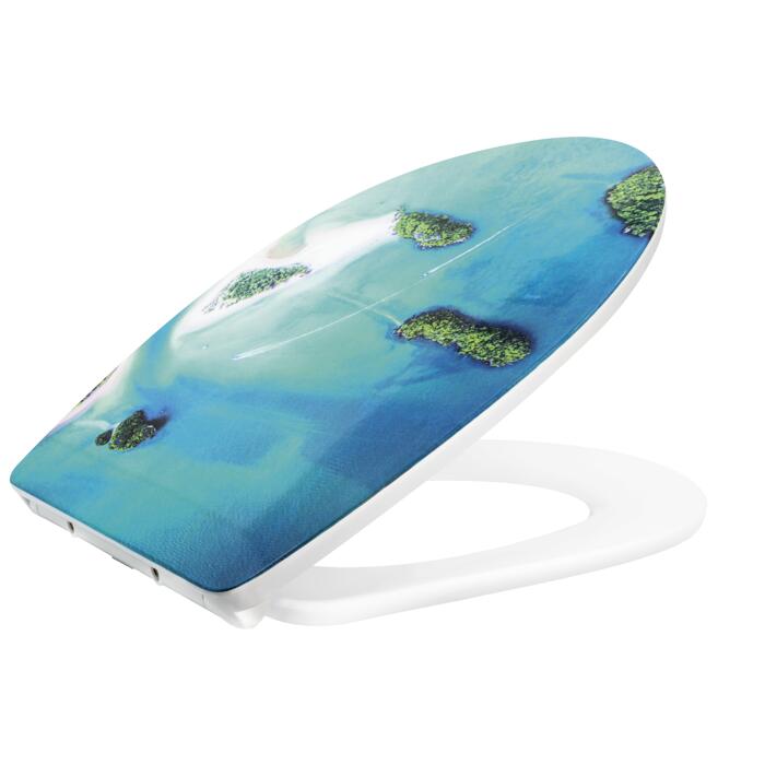 WC-Sitz 'Inseln' Duroplast mit Absenkautomatik grün/blau