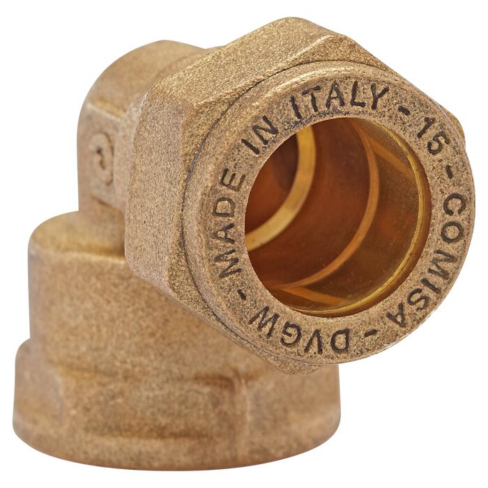 Verbindungswinkel 90° Messing 15 mm x 1/2 Zoll Innengewinde
