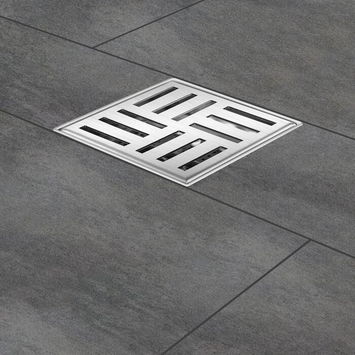 Duschrinnen-Abdeckung 'Cover' Edelstahl 15 x 15 cm, 3-reihig geschlitzt