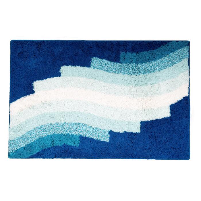 Badezimmerteppich 'Streak' blau 90 x 60 cm