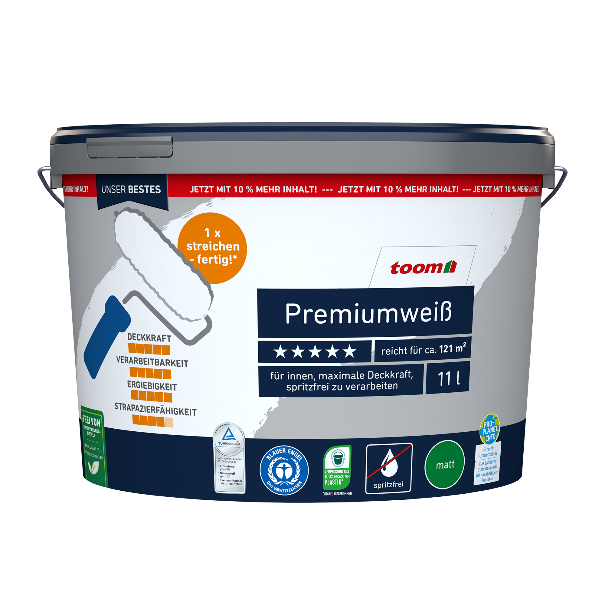 toom Premiumweiß matt 11 l