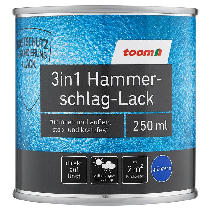 toom 3in1 Hammerschlag-Lack schwarz glänzend 250 ml ǀ toom Baumarkt