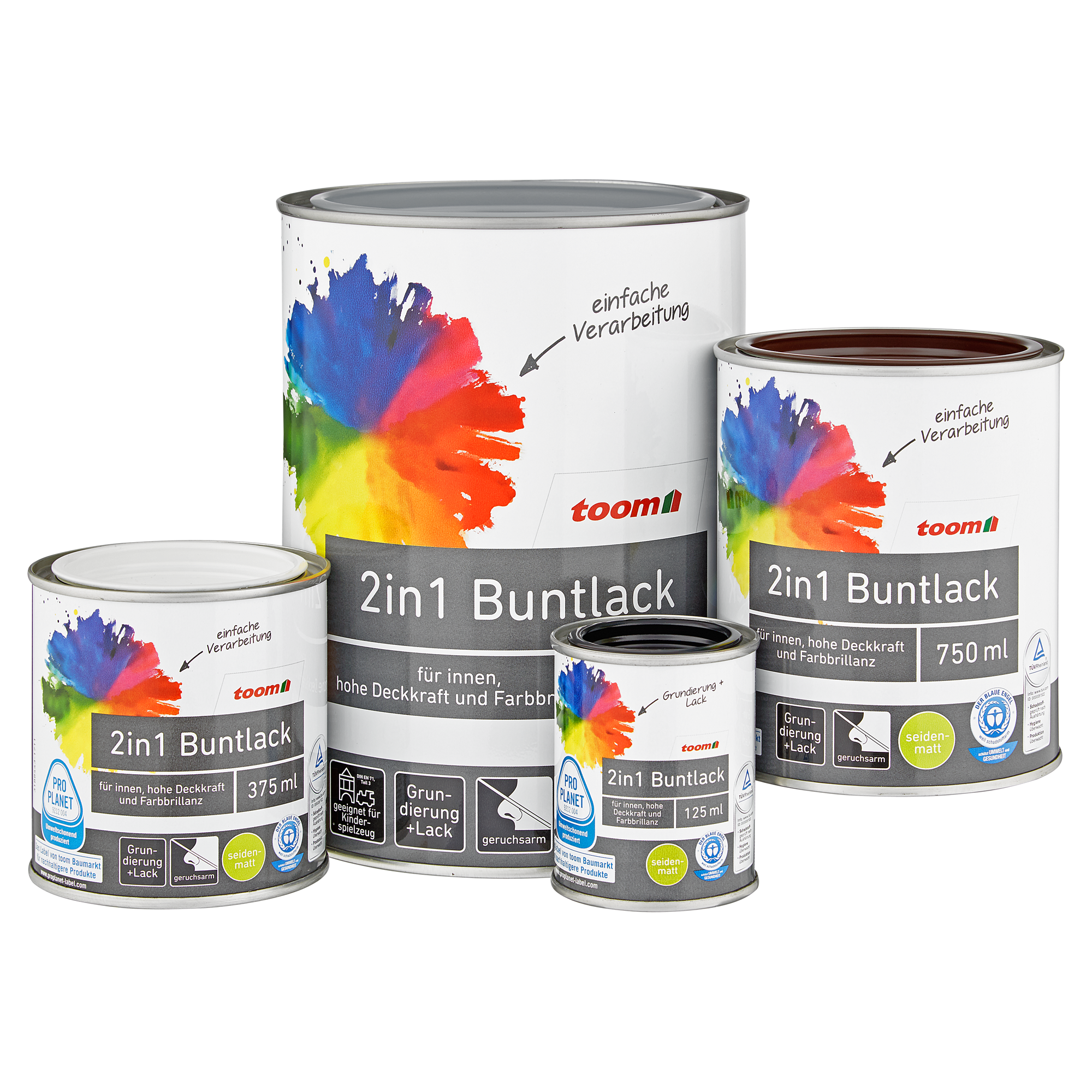 toom 2in1 Buntlack papayafarben seidenmatt 750 ml