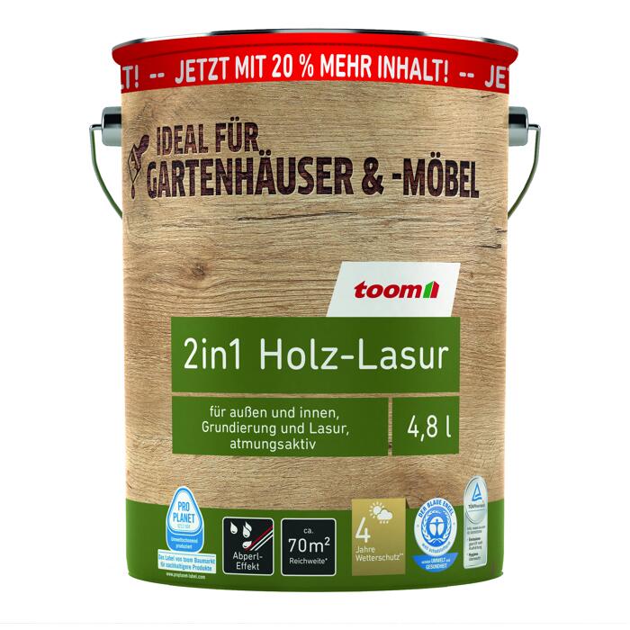 toom 2in1 Holzlasur kieferfarben 4,8 l