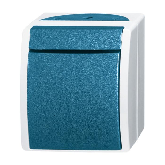 Busch-Jäger Aufputz-Taster Schließer 'Ocean' grau/blaugrün