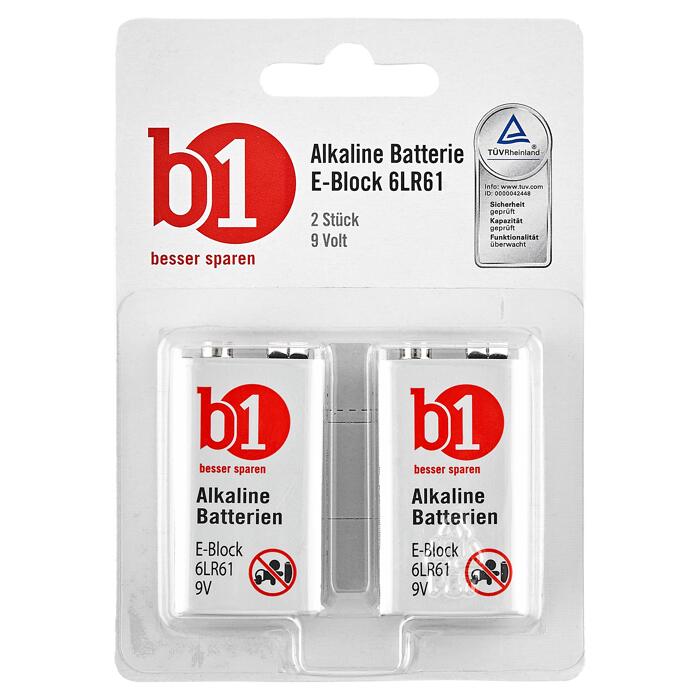 E-Block-Batterien 6LR61 9 V, 2 Stück