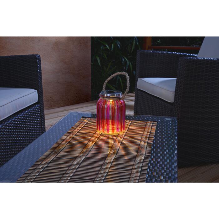 Solar Windlicht Stripes Pink